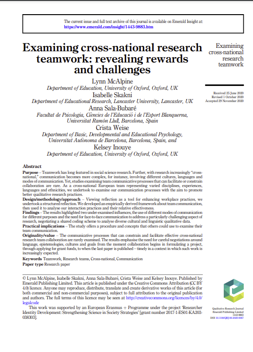 Examining cross-national research teamwork: revealing rewards and ...
