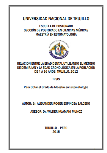 Relación entre la edad dental utilizando el método de demirjian y la ...