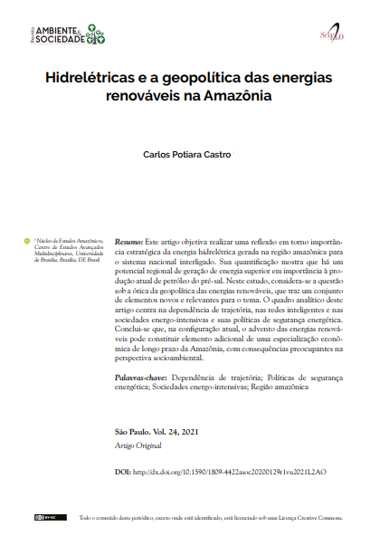 Hydropower and the geopolitics of renewable energies in the Amazon ...